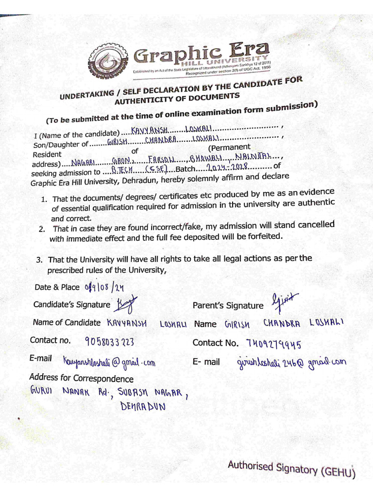 Undertaking Form | PDF