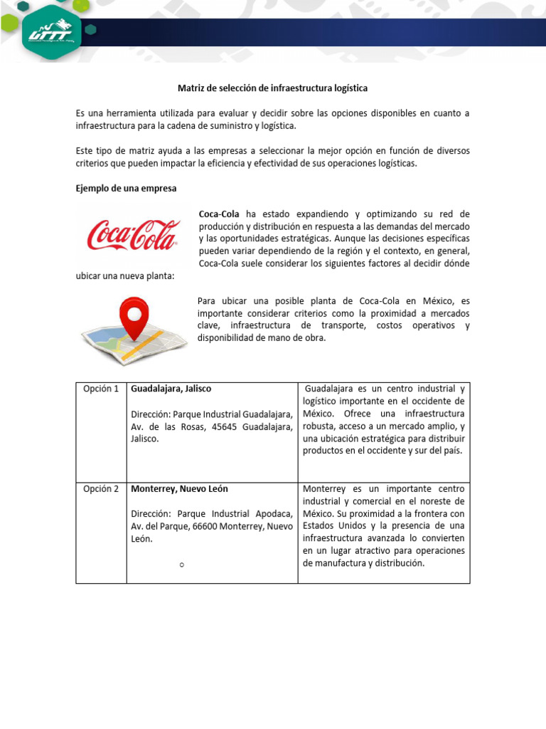 La Matriz de Selección de Infraestructura Logística | PDF