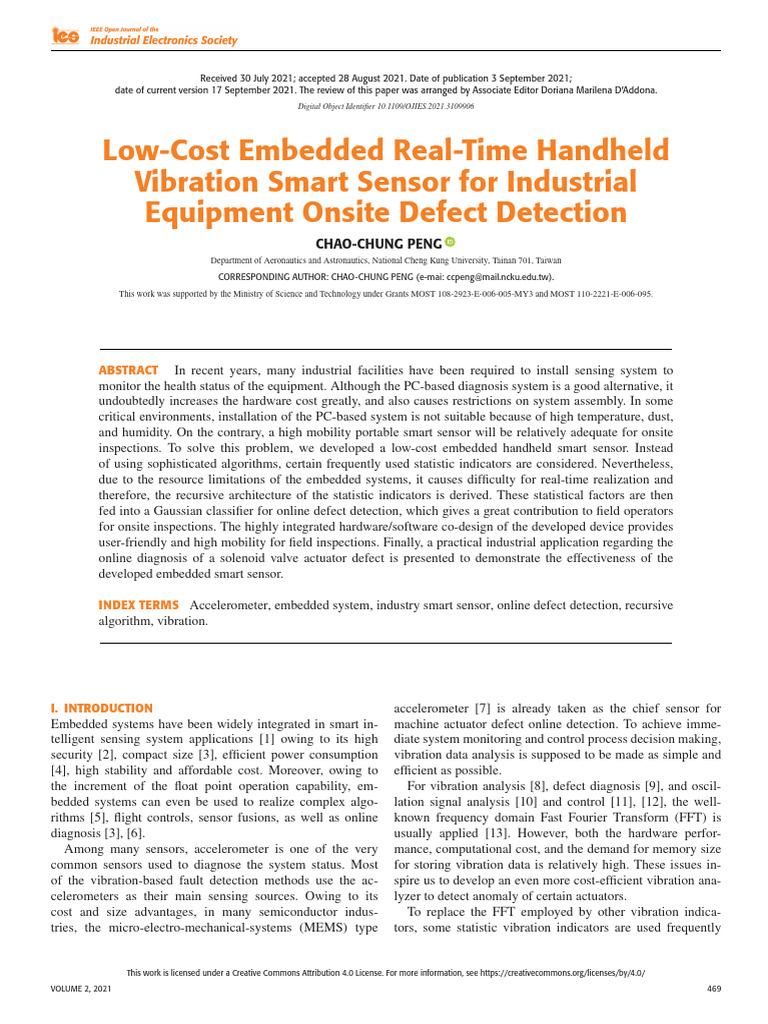 Low-Cost Embedded Real-Time Handheld Vibration Smart Sensor For Industrial Equipment Onsite ...