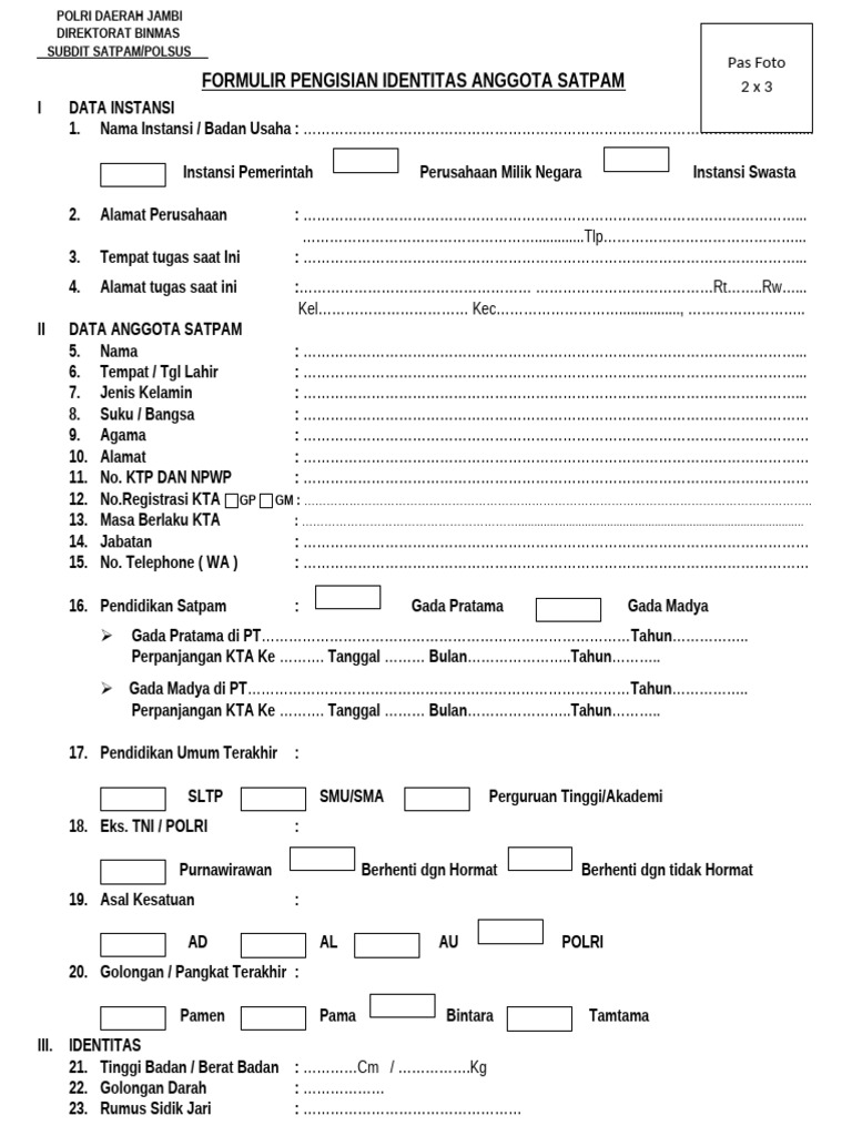 Formulir Perpanjangan Kta | PDF
