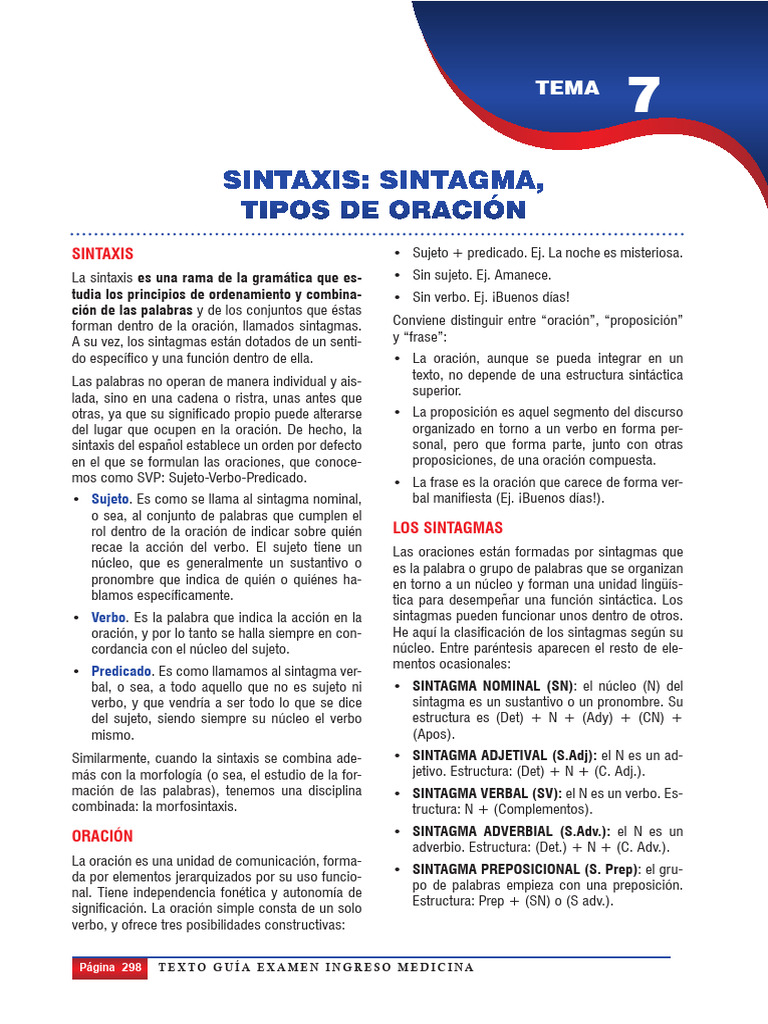 Sintaxis Sintagma de Una Oración | PDF