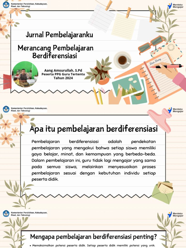 Jurnal Pembelajaranku Merancang Pembelajaran Berdiferensiasi | PDF