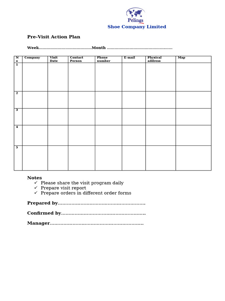 Pre-Visit Action Plan | PDF