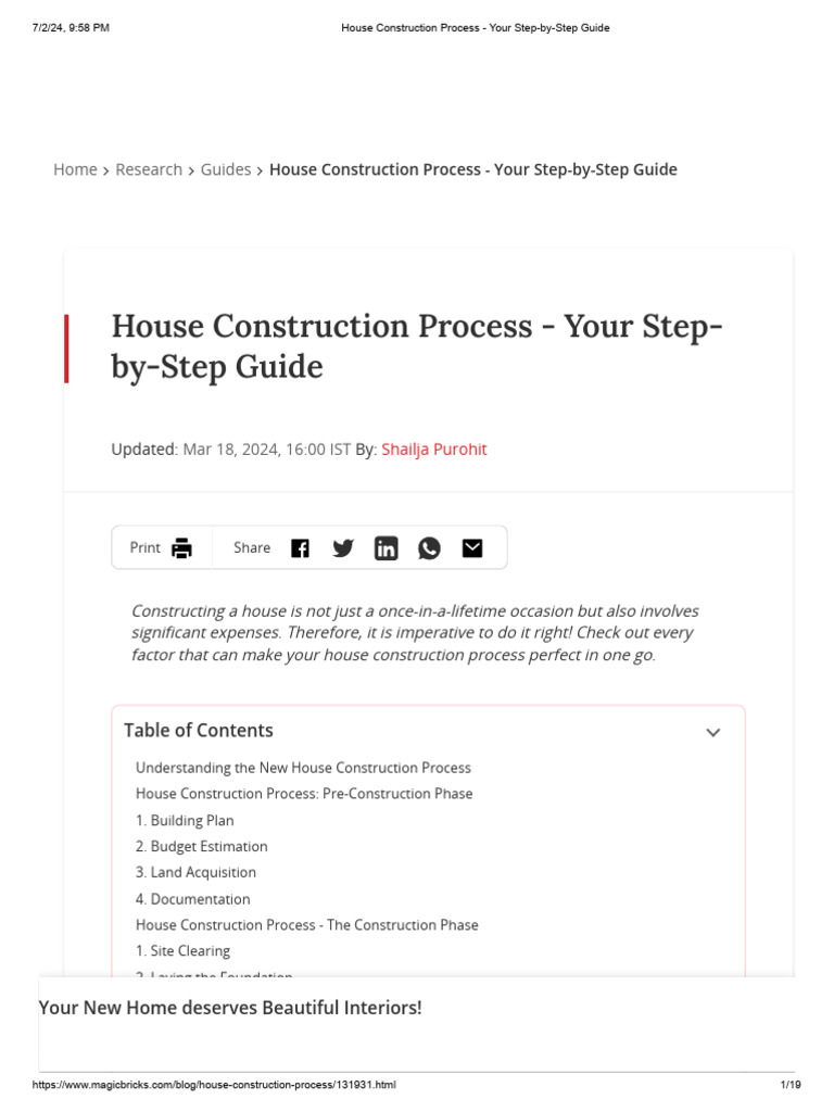 House Construction Process - Your Step-by-Step Guide | PDF