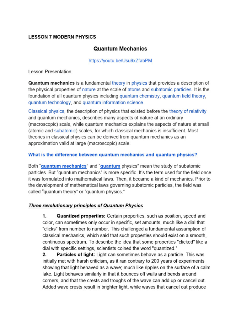 Lesson-7-Quantum-Mechanics | PDF