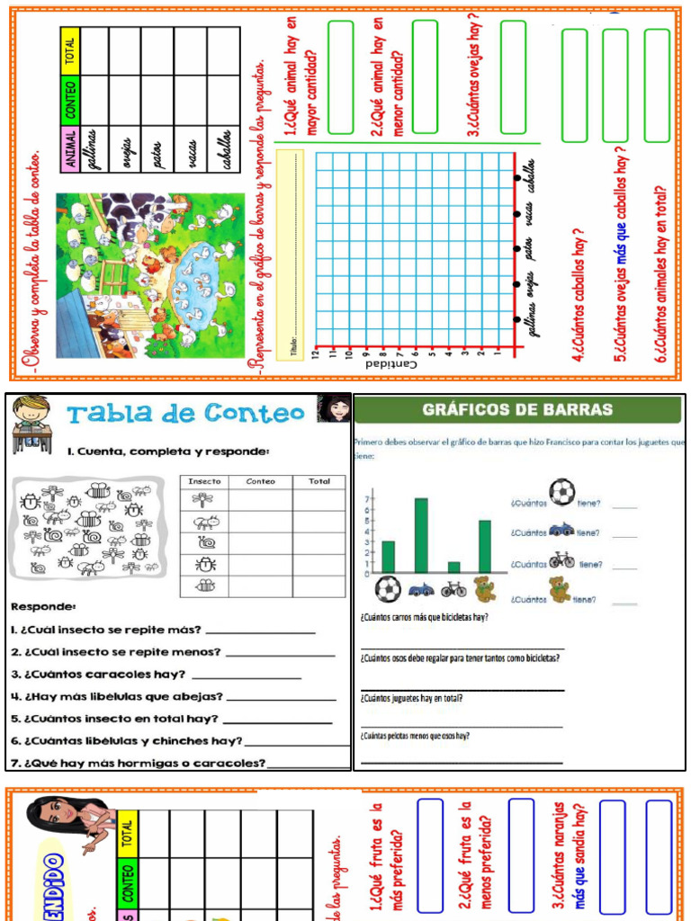 TABLAS Y GRAFICO DE BARRAS-FICHAS | PDF