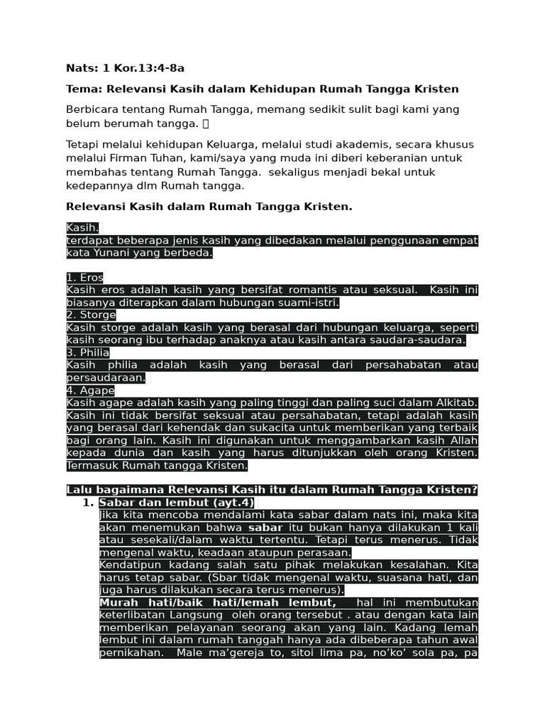 Khotbah Rumah Tangga PDT Pabeno | PDF