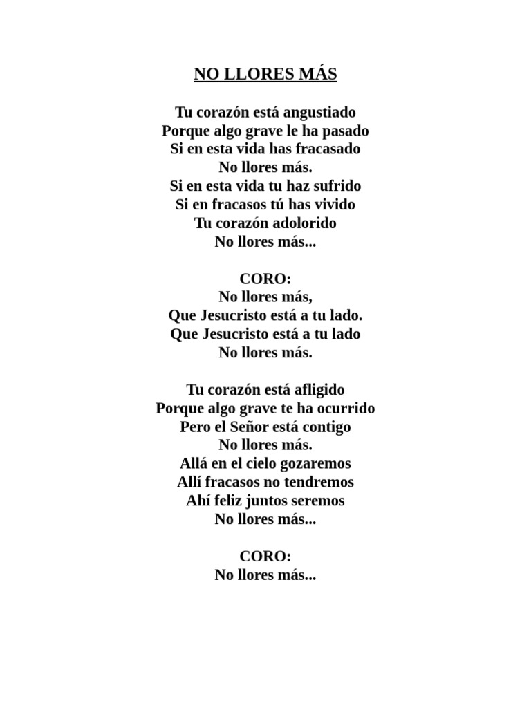 No Llores Más (Letra) | PDF