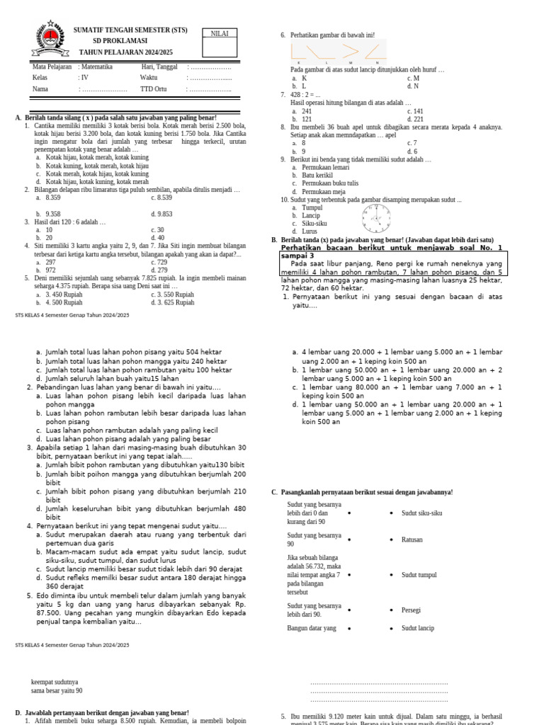 Soal UTS MAT Fix | PDF
