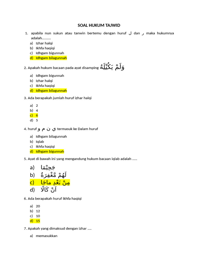 Soal Hukum Tajwid | PDF