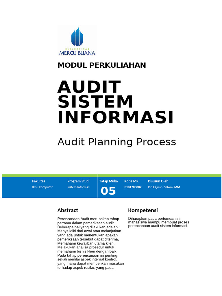 Modul Materi Pert 5 Audit Sistem Informasi | PDF