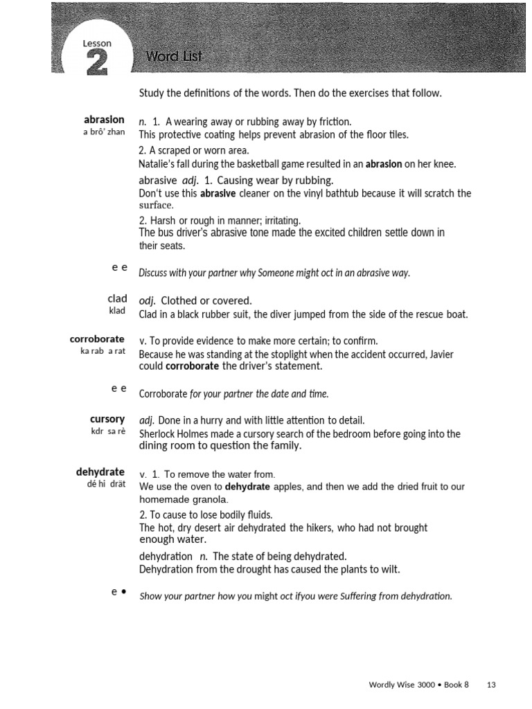 Worldly Wise G8 Lesson 2 | PDF