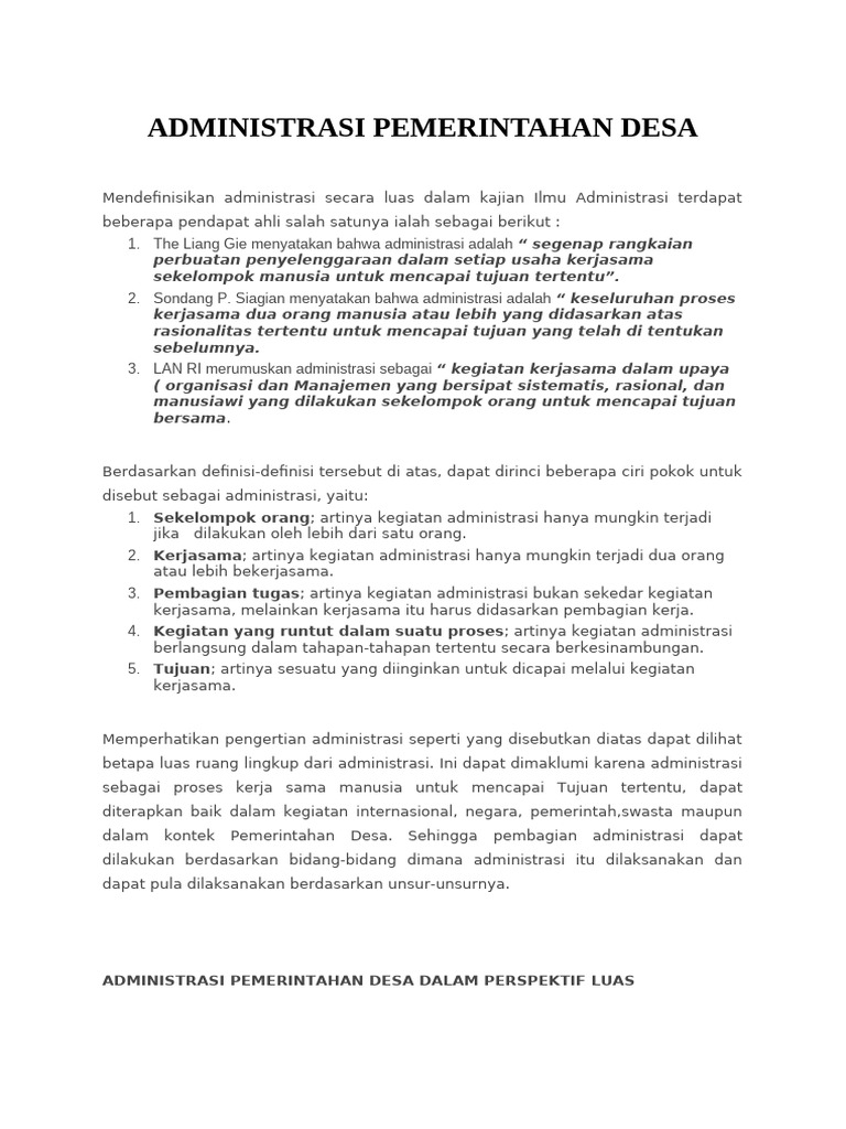 ADMINISTRASI PEMERINTAHAN DESA | PDF