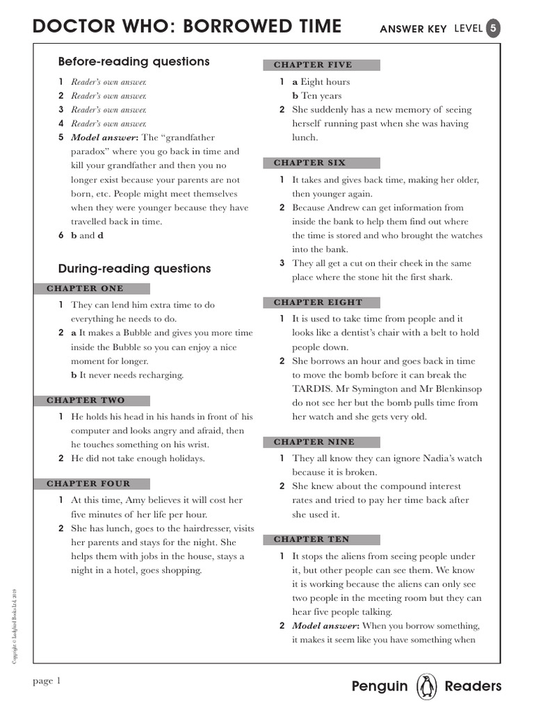 PR DrWhoBorrowedTime AnswerKey | PDF