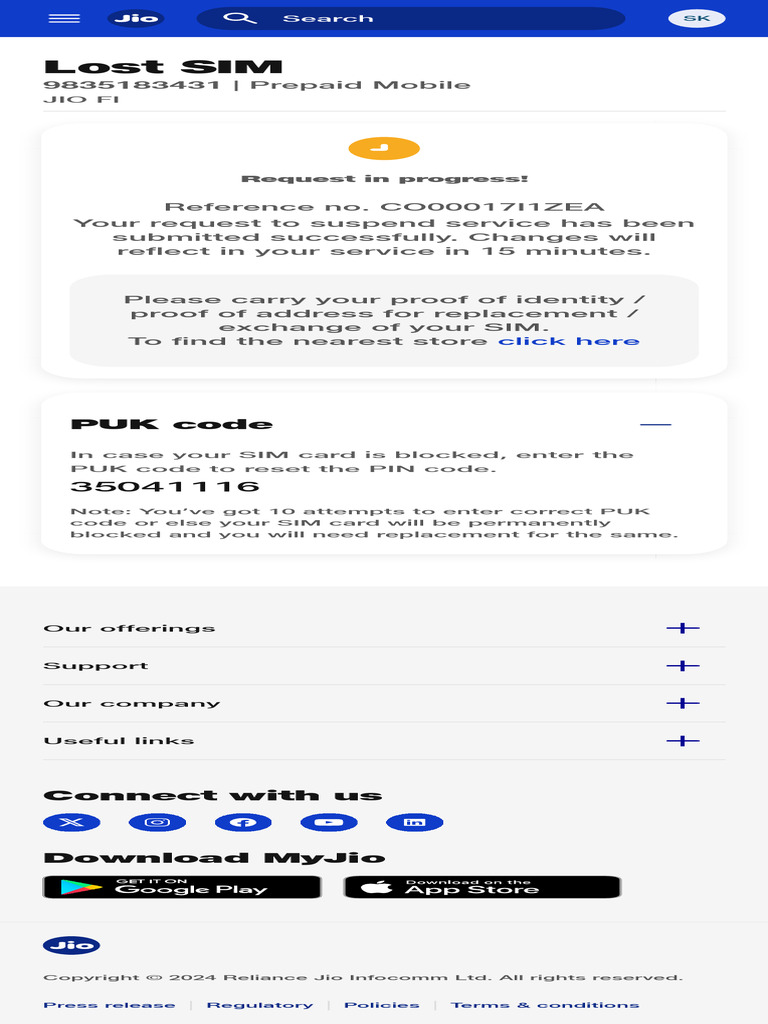 Lost SIM: PUK Code | PDF