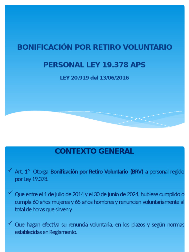 Incentivo Al Retiro Ley 20.919 APS Presentacion | PDF