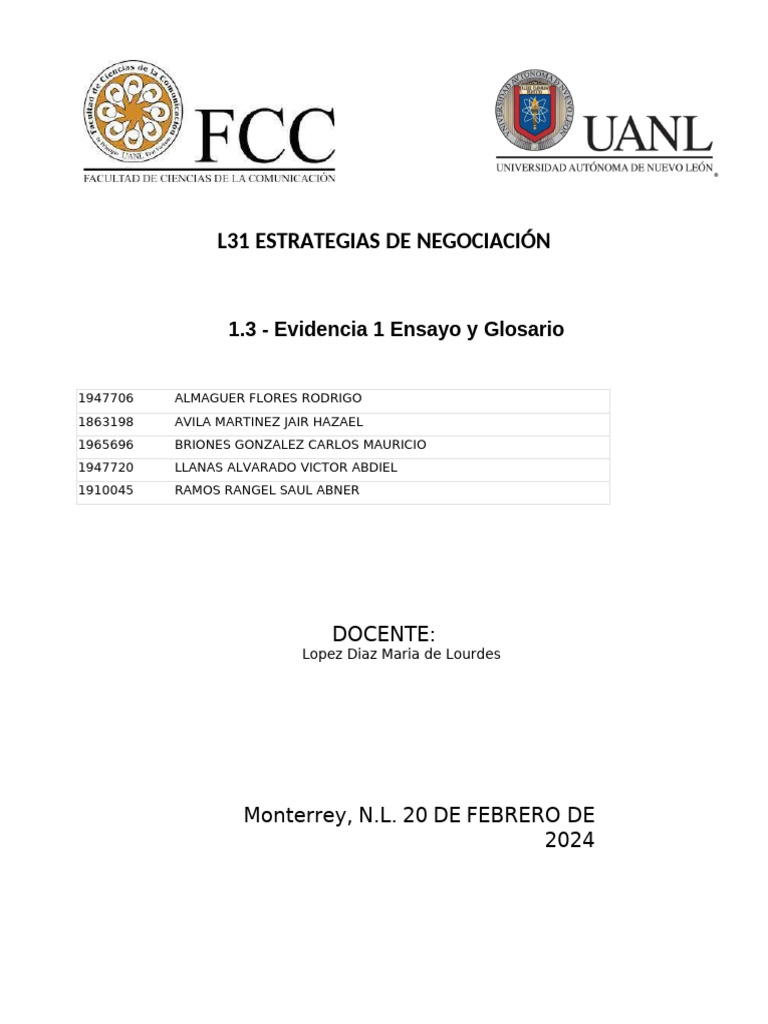 Ev1 Ensayo y Glosario | PDF