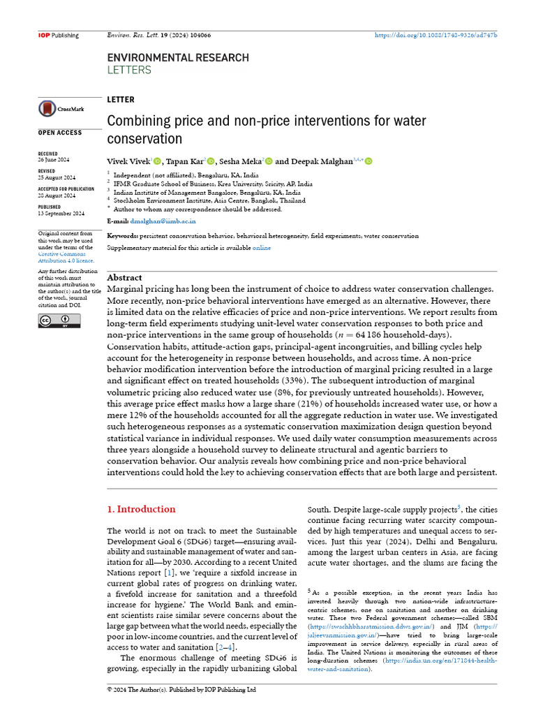 Combining Price and Non-Price Interventions For Wa | PDF
