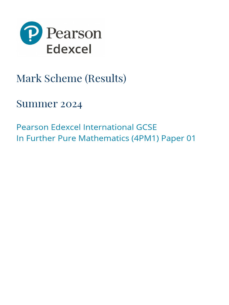 IG Further Pure Mathematics - Mark Scheme 1 (Jun 2024) | PDF