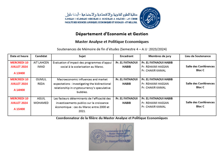 Planning Soutenance 2023-2024 Serie 11 | PDF