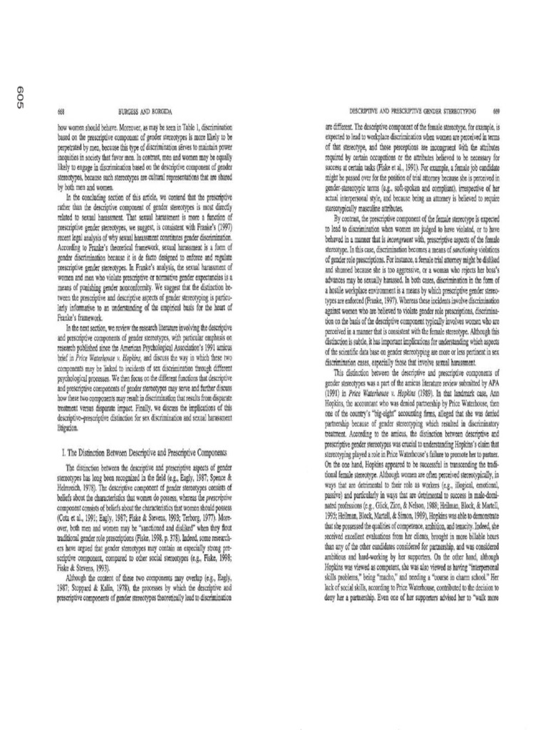 92 - Burgess & Borgida, Who Women Are - Should Be - Fragment | PDF ...
