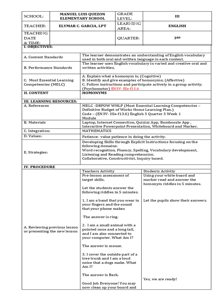 LESSON PLAN (1) | PDF