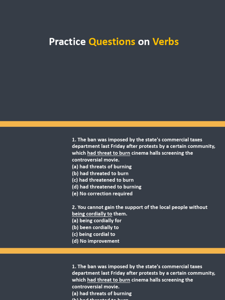 2d407e26 9d5b 4d01 833d 7f16129fbd04 - Verbs Practice Questions | PDF