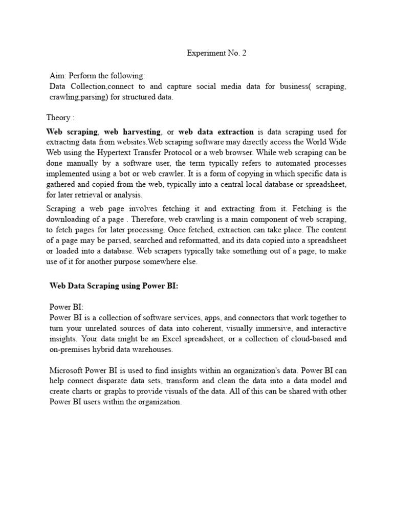 Exp2 Web Scraping PowerBI | PDF
