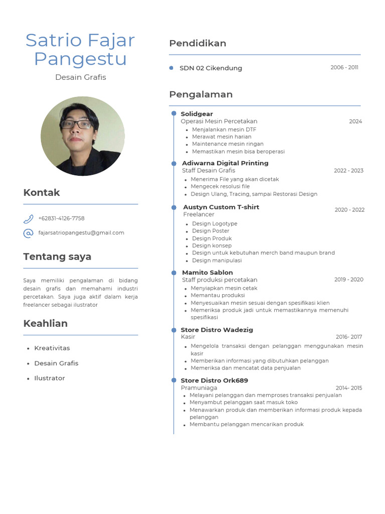 CV Satrio Fajar Pangestu | PDF