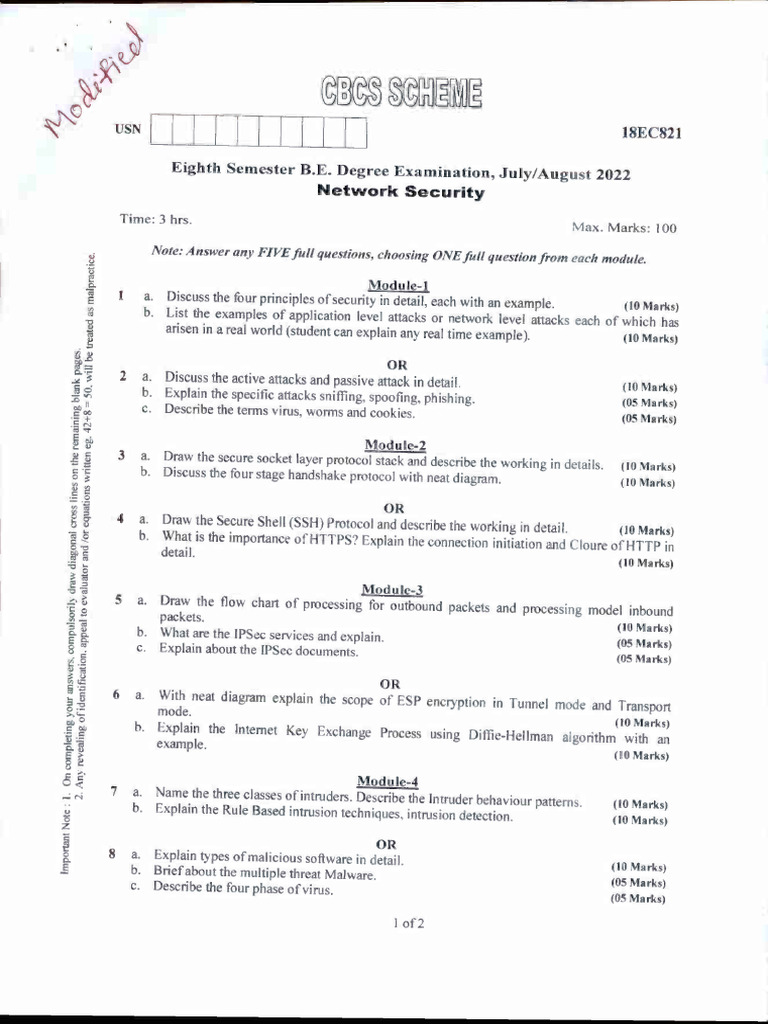 Vtu Exam Question Paper With Solution Of 18ec821 Network Security July