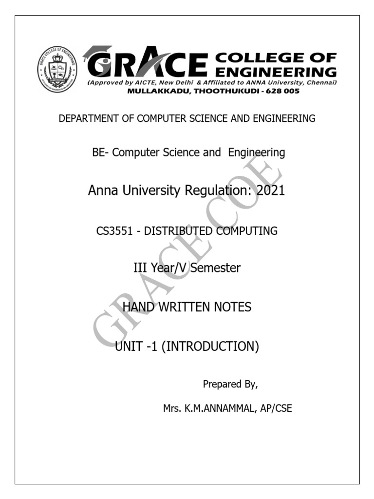 V_CSE_CS3551_DC_Unit-1 | PDF