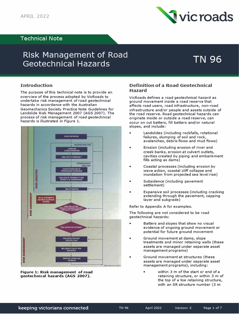 Technical-Note-TN-096-Risk-Management-of-Road-Geotechnical-Hazards | PDF