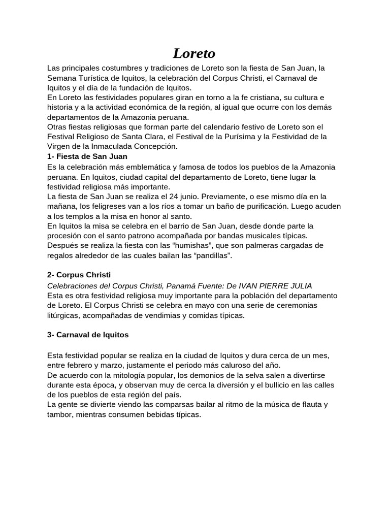 Informacion y biografia sobre loreto | PDF