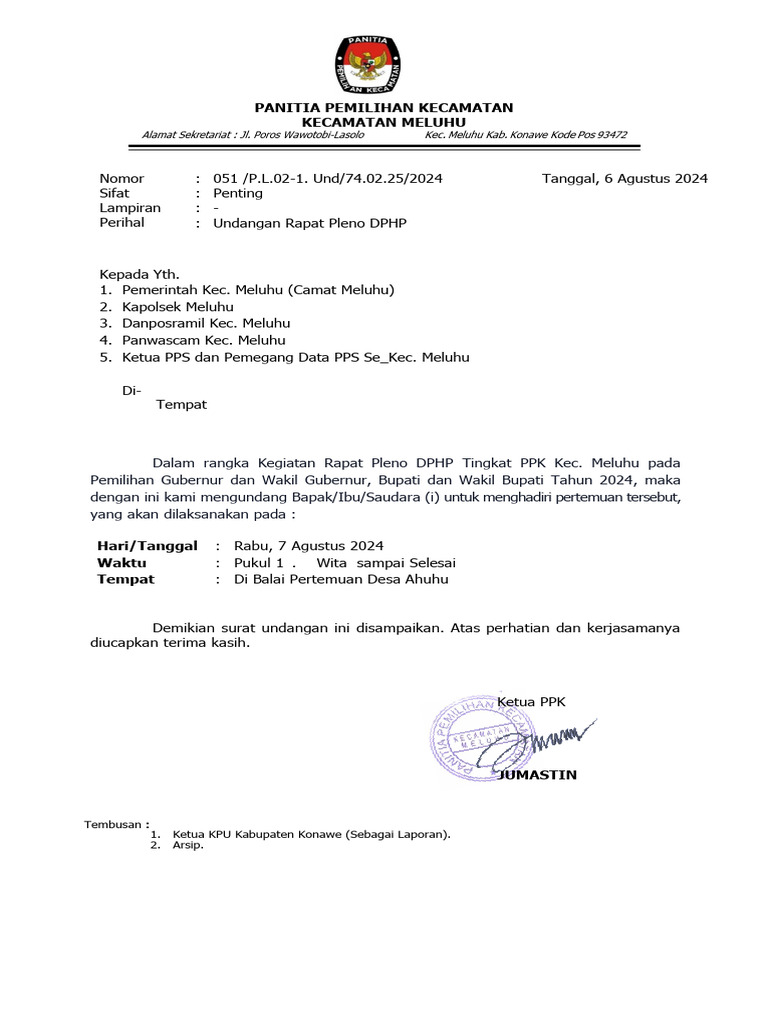 51 - Undangan Pleno DPHP | PDF