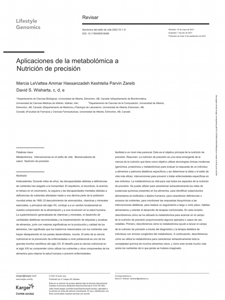 Aplicaciones de La Metabolómica A | PDF