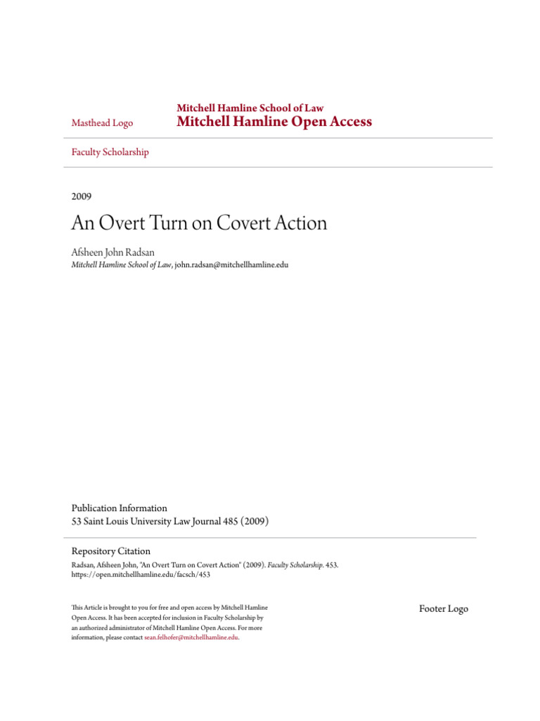 An Overt Turn On Covert Action | PDF