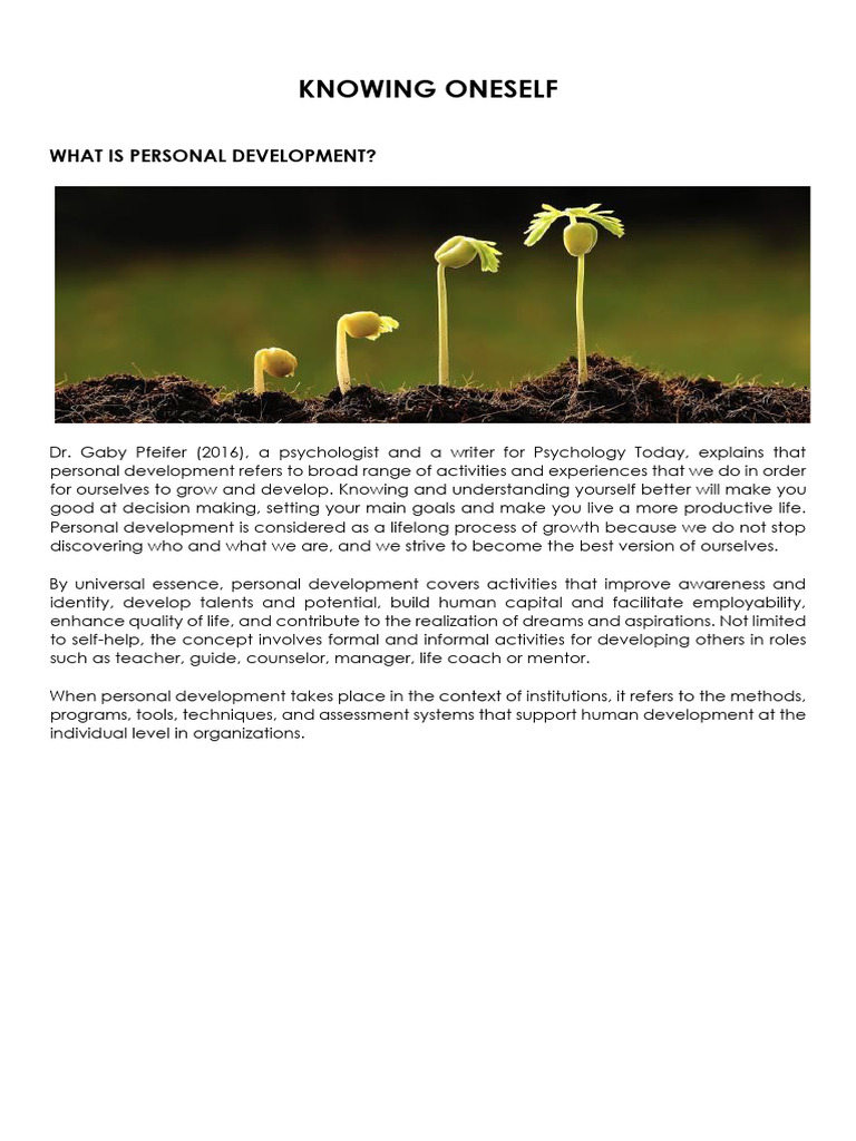 Lesson 1 Pdevt - Knowing Oneself | PDF