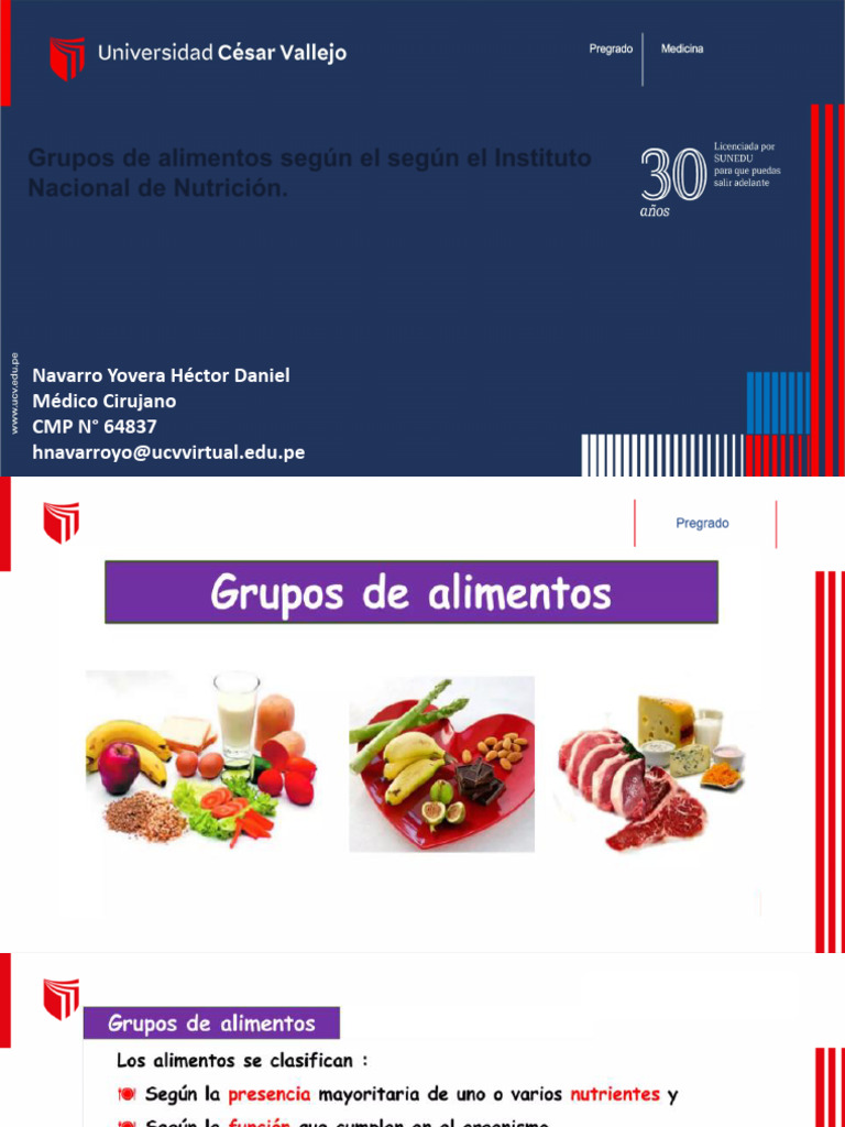 Sesión 2. Grupos de Alimentos Según El Según El Instituto Nacional de ...