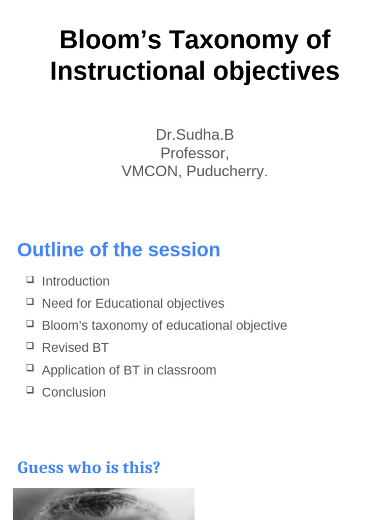 Bloom's Taxonomy of Instructional Objectives Gom | PDF