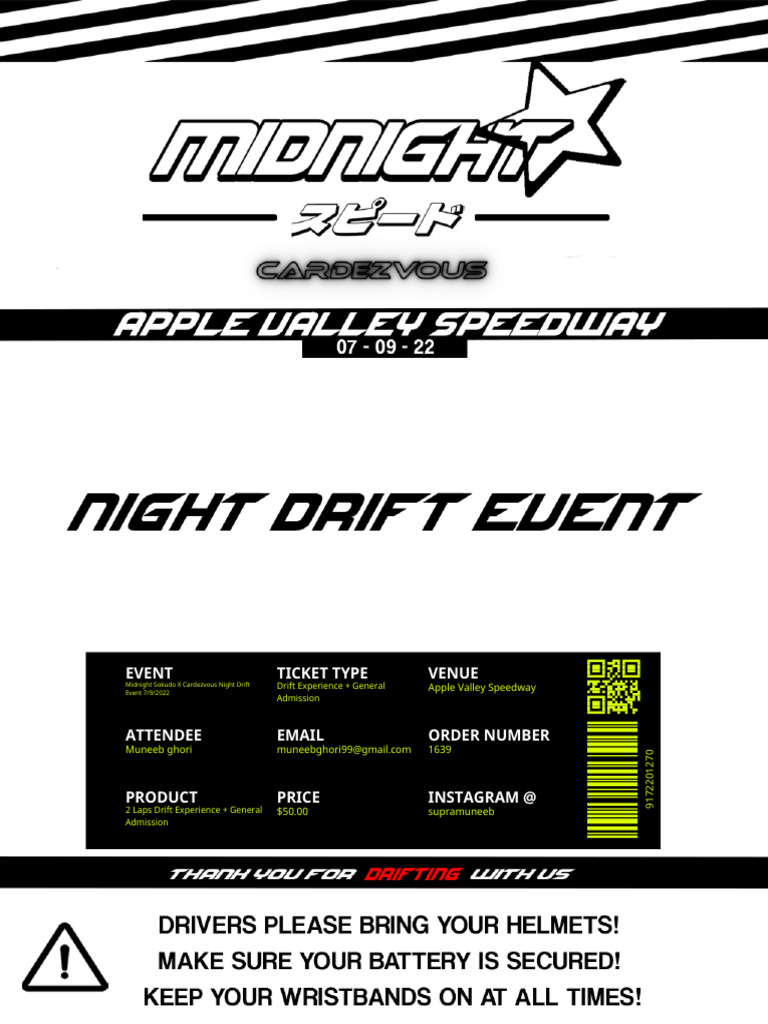 2022 MidnightSokudo Drift Night Ticket | PDF