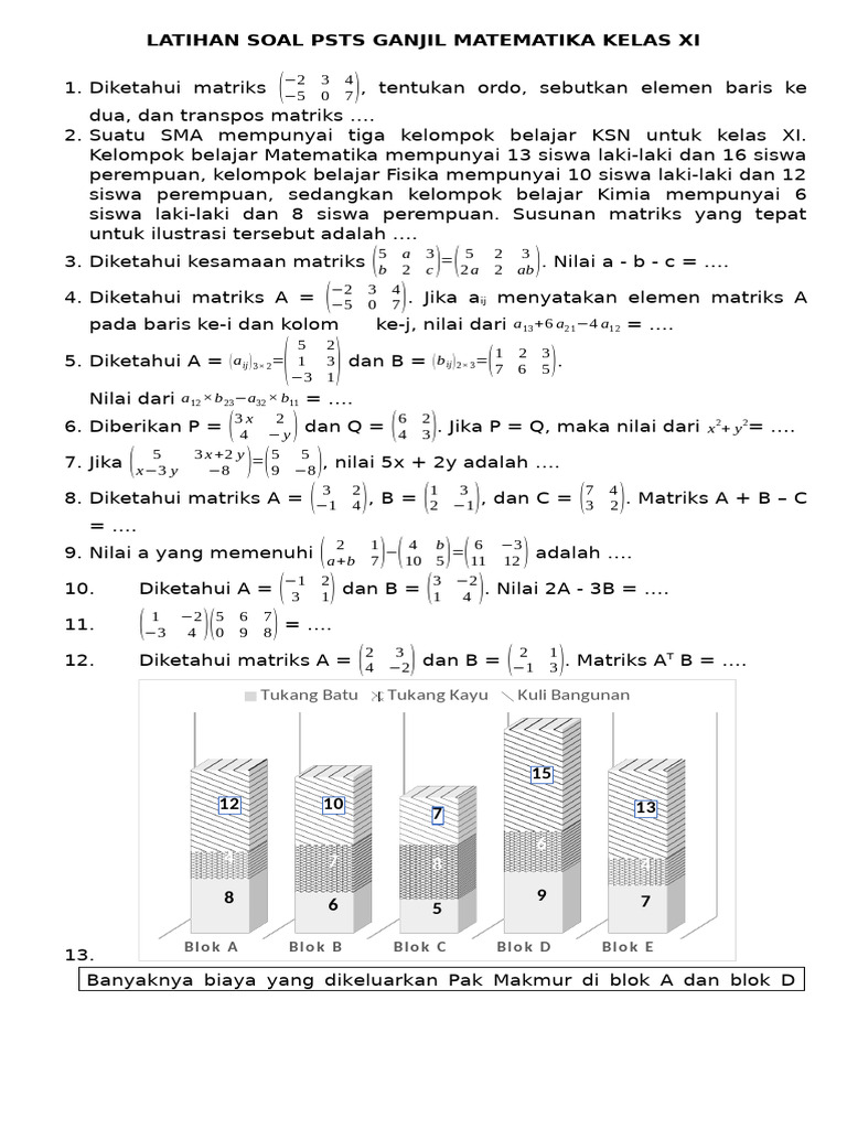 Latihan Soal Psts Ganjil Matematika Kelas Xi | PDF