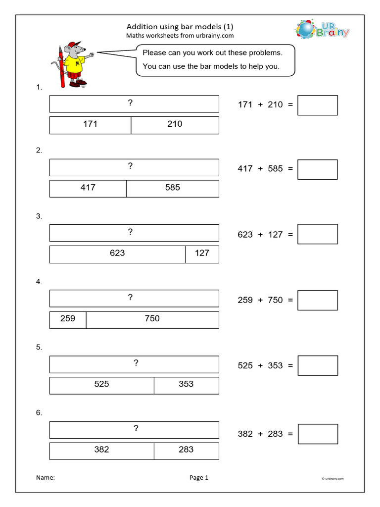 Addition Using Bar Models 1 | PDF