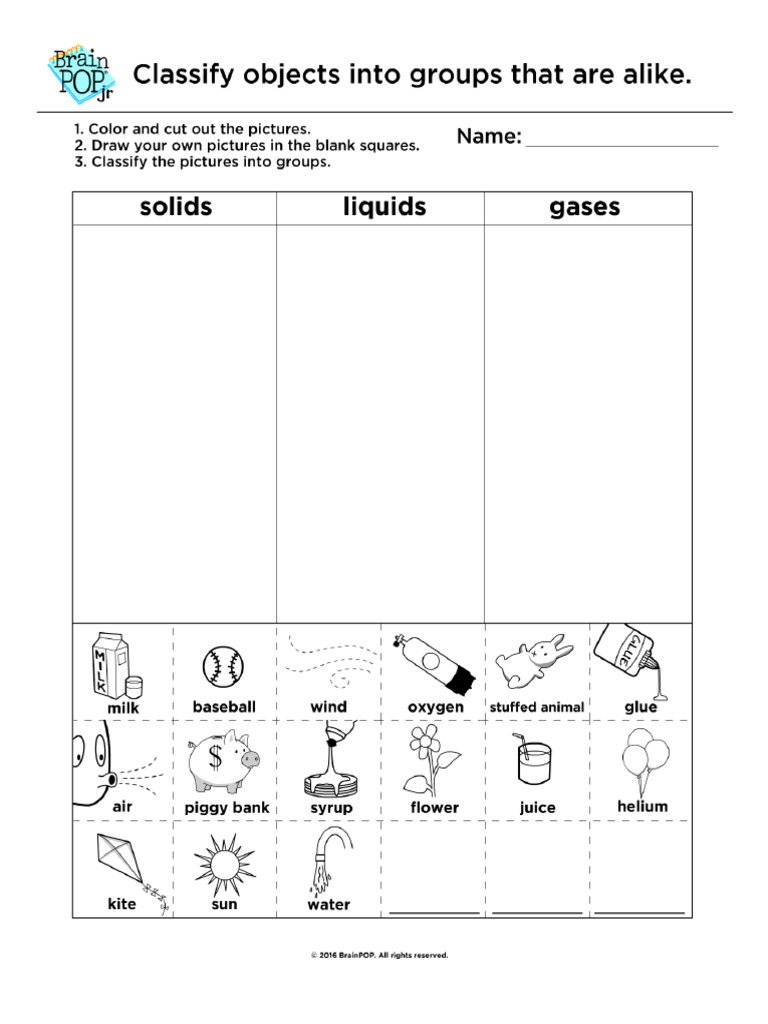 Solids, Liquids, and Gases - BrainPOP JR | PDF