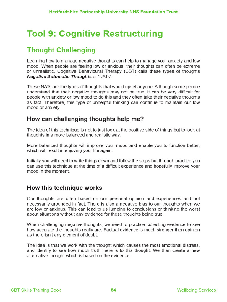 Thought Reframing Packet | PDF