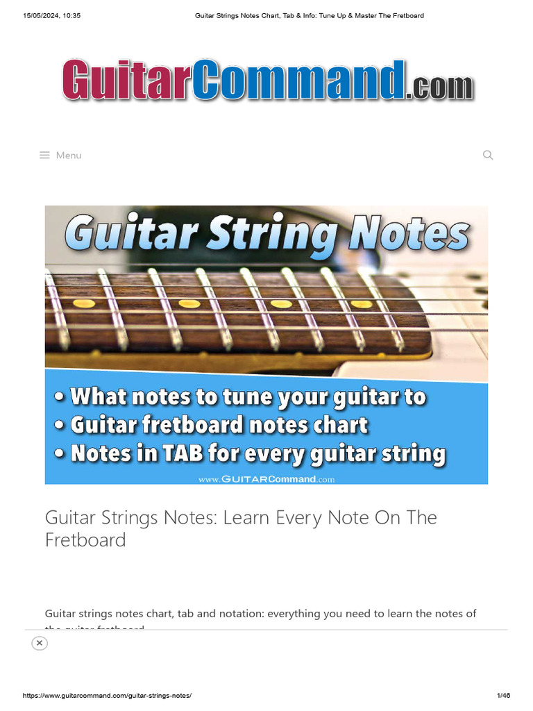 Guitar Strings Notes Chart, Tab & Info - Tune Up & Master The Fretboard ...