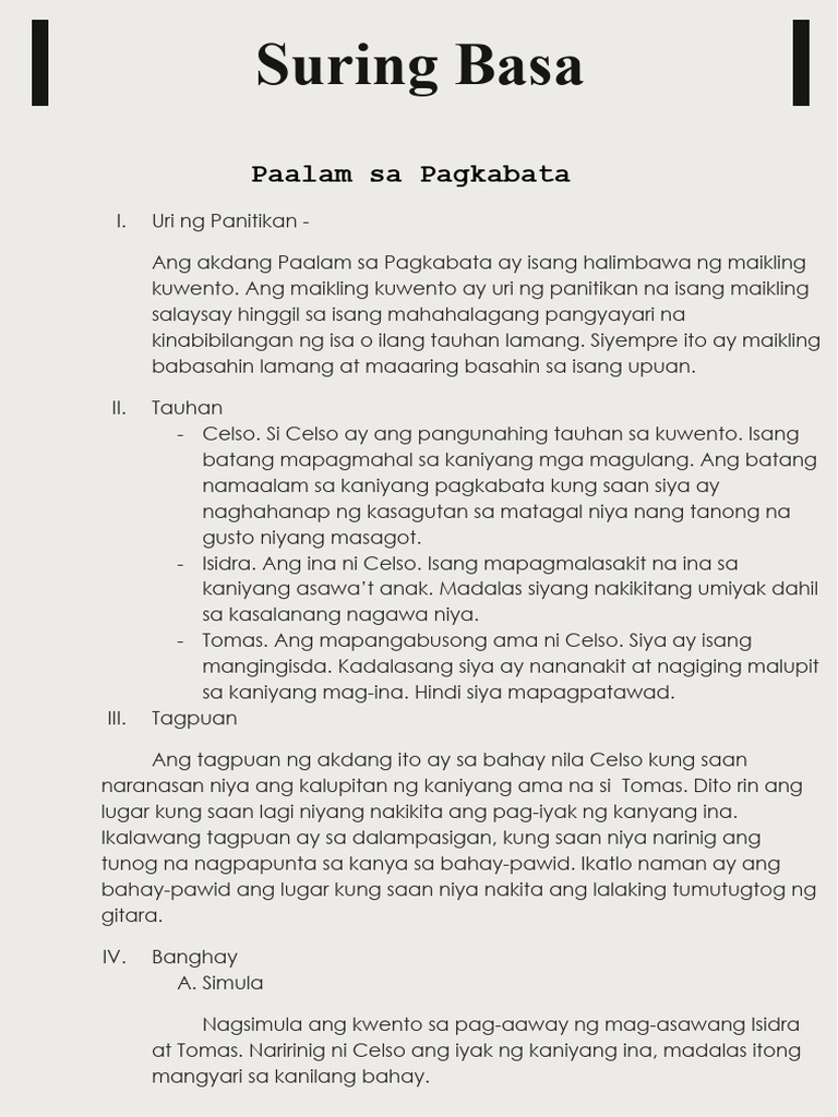 Suring Basa: Paalam Sa Pagkabata | PDF