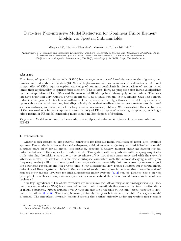 Data-Free Non-Intrusive Model Reduction For Nonlinear Finite Element | PDF