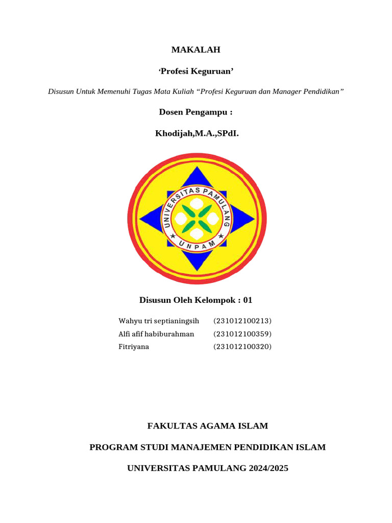 MAKALAH Profesi Keguruan Klmpok 1 | PDF