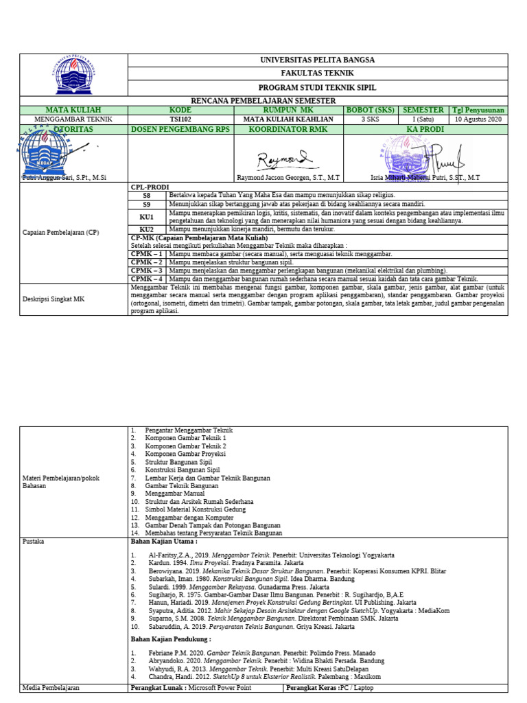 RPS Menggambar Teknik | PDF