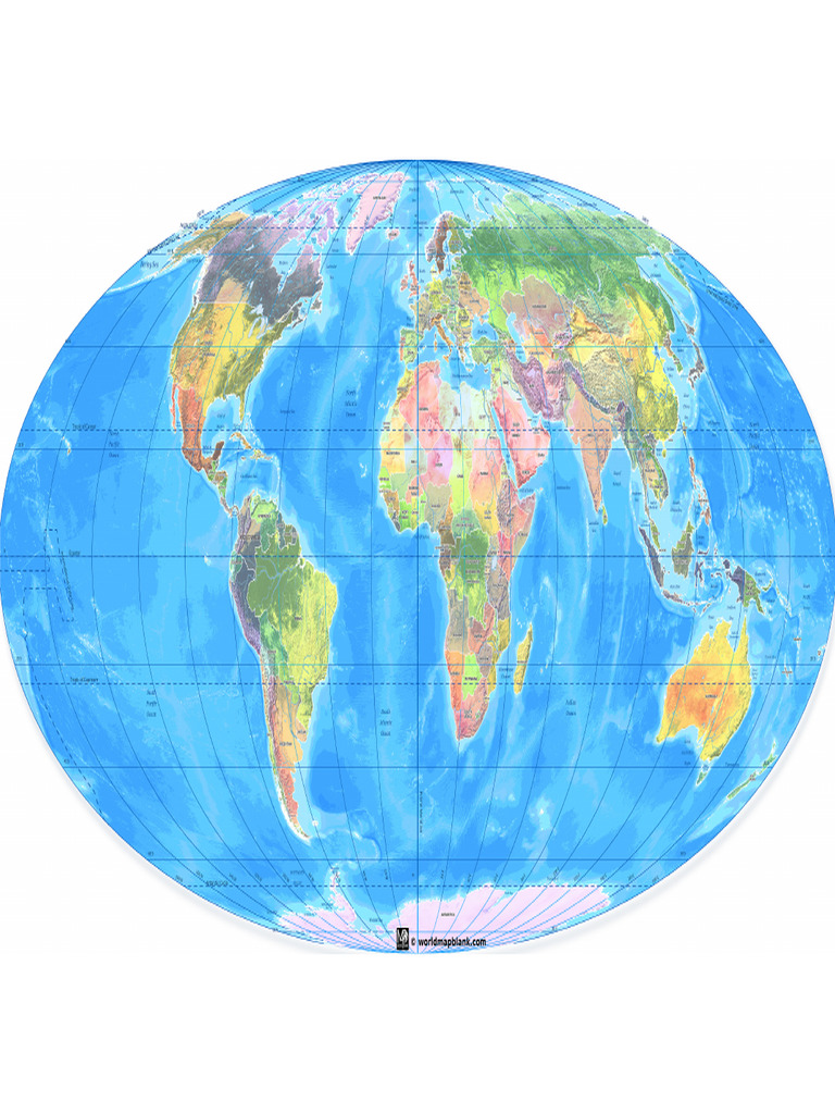 Latitude and Longitude Map Mollweide Projection A4 | PDF